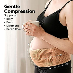 KeaBabies Maternity Belly Band - Soft & Breathable Pregnancy Belly Support Belt - Pelvic /Tummy Band Sling for Pants - Pregnancy Back Brace (Classic Ivory, M/L)