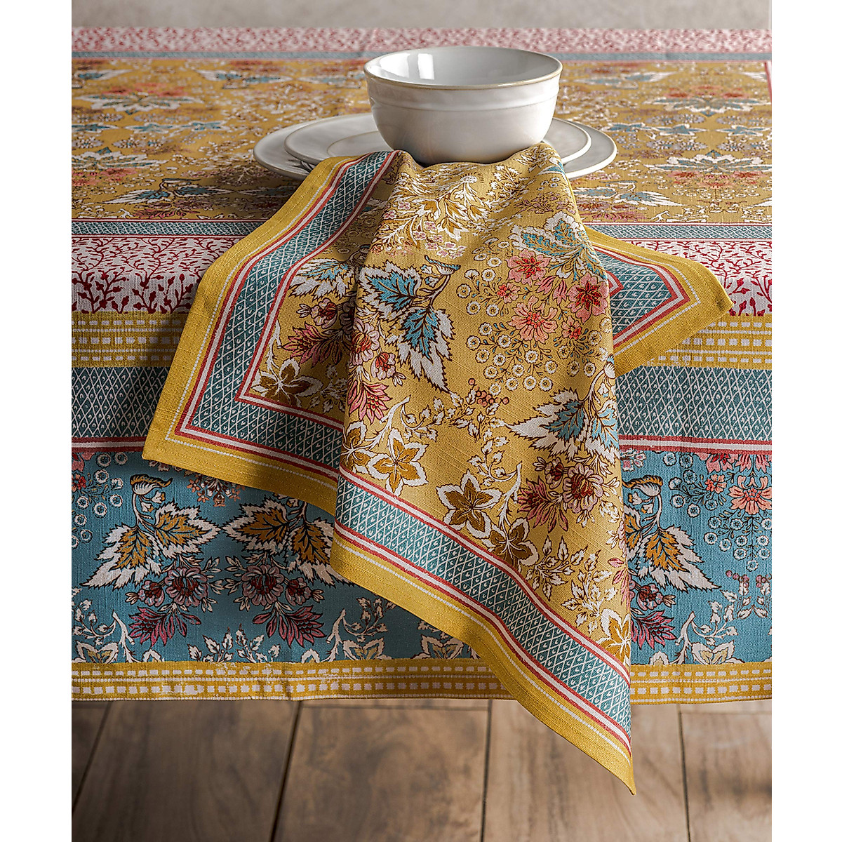 Maison d' Hermine Napkin 100% Cotton Set of 4 Decorative Washable Table Cloth Napkins, Dining, Home, Wedding, Banquet, Buffet, Marquise - Spring/Summer (20”x20”)