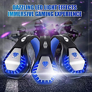 Headsets for Xbox One, PS4, PC, Nintendo Switch, Mac, Gaming Headset with Stereo Surround Sound, Over Ear Gaming Headphones with Noise Canceling Mic, LED Light (Headsets Black)