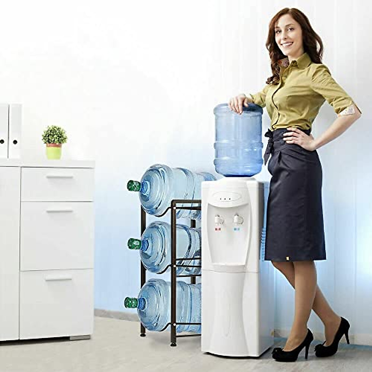 3-Tier Water Jug Holder Rack Water Cooler Jug Rack 5 Gallon Water Bottle Holder Detachable Heavy-Duty Dispenser Organizer for Home Kitchen Office Save Spacer (3-Tier)