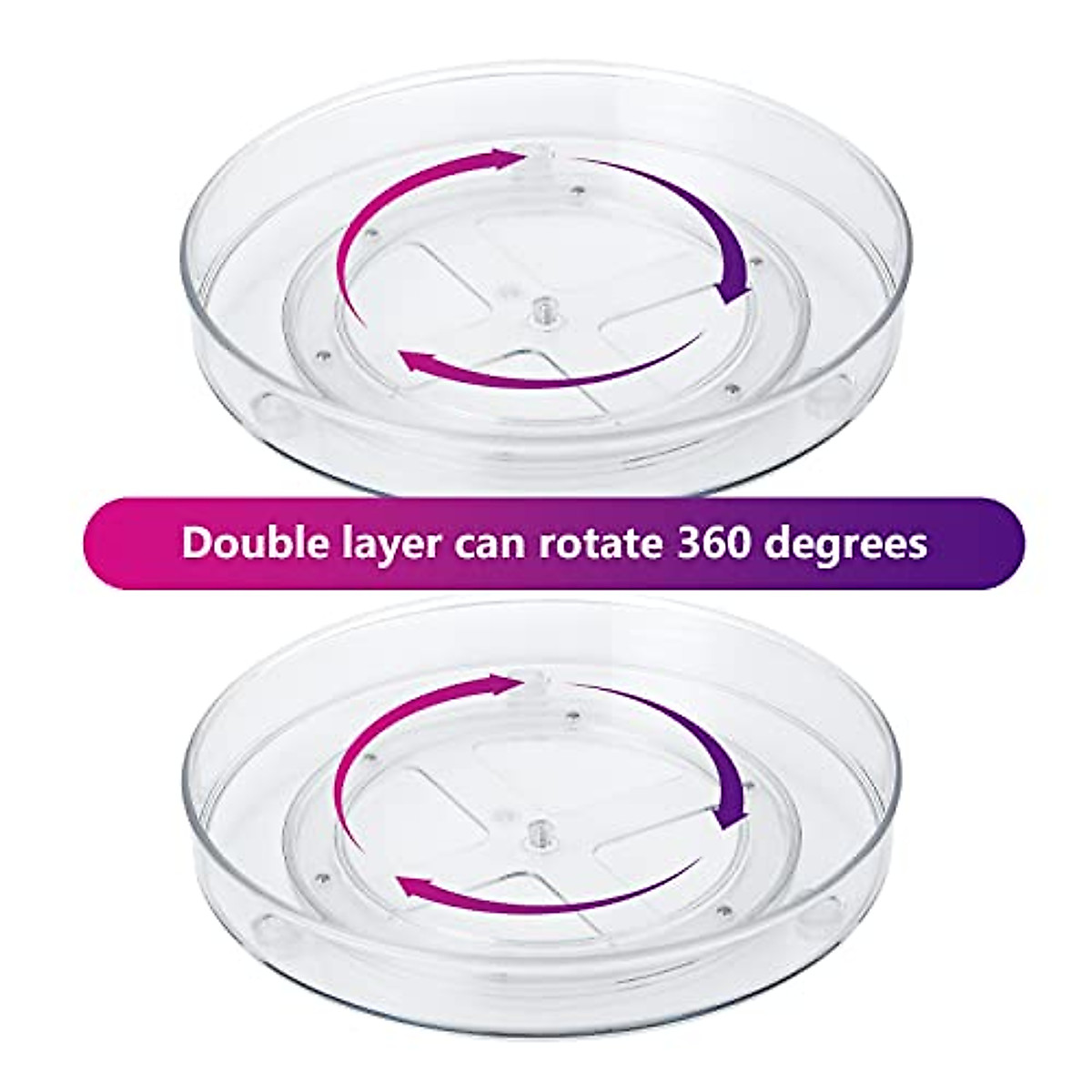 Clear Lazy Susan Organizer for Cabinet 2 Tier 360°Rotating 11 inches Lazy Susan Turntable Organizer Bins Bathroom Organizer Countertop Organization Storage Container for Kitchen, Pantry, Cupboard