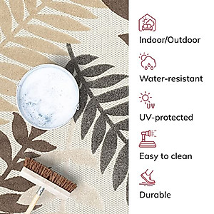 Well Woven Mariah Ivory Oriental Medallion Indoor/Outdoor High-Low Pile Area Rug 5'3" x 7'3"