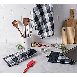 DII Buffalo Check Kitchen Collection, Classic Farmhouse Kitchen Set, Potholder, Black & White, 2 Piece