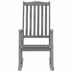 VBSQ Rocking Chair with Cushions Gray Solid Acacia Wood Slirr Chair Rocking Chair Rocker Chair Rocker Camp Chair Rocker Recliner Rocking Camp Chair Rocking Chairs Outdoor Rocking Chair