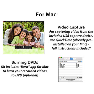 ClearClick VHS to DVD Kit for PC & Mac - USB Device, Software, Instructions, & Tech Support - Capture Video from VCR, VHS, Hi8, Camcorders, Gaming Systems
