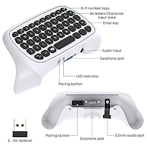 Controller Keyboard for Xbox Series X/S, Wireless 2.4G Ergonomic USB Gamepad Keypad QWERTY Chatpad with Audio and Headset Jack for Game Live Chat Compatiable with Xbox Series S/Series X/One/One S