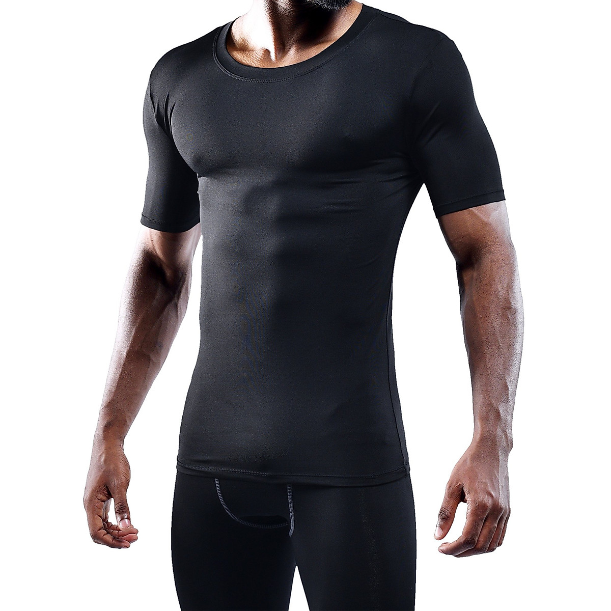 NELEUS Men's 3 Pack Athletic Compression Workout Short Sleeve Shirts,5011,Black,Grey,White,XL,EUR 2XL