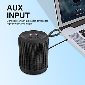 MEGATEK Portable Bluetooth Speaker, Loud HD Sound and Well-Defined Bass, IPX5 Waterproof, up to 10 Hours of Play, Aux Input, Wireless Speaker with Clip for Home, Outdoor and Travel (Black)