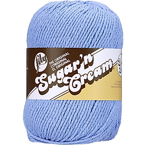 Lily 10201818083 Sugar 'N Cream Super Size Solid Yarn, 4oz, Gauge 4oz Medium, 100% Cotton, Big Ball - Cornflower - Machine Wash & Dry