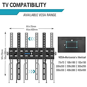 MOUNTUP Tilting TV Wall Mount TV Bracket for Most 26-55 Inch LED LCD OLED Flat/Curved TVs, Low Profile TV Mount Save Spacing - Fits 12" to 16" Studs, Max VESA 400x400mm up to 99 LBS, MU0007