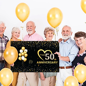 Jumbo 50th Anniversary Card with Envelope, Giant Anniversary Party Greeting Card, Extra Large Guest Book Message Greeting Cards,Big Anniversary Card for Women Men,Happy Anniversary Party Decorations