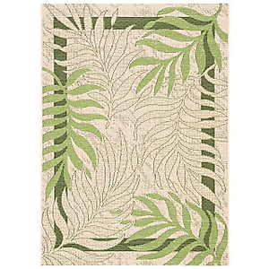SAFAVIEH Courtyard Collection Accent Rug - 4' x 5'7", Cream & Green, Non-Shedding & Easy Care, Indoor/Outdoor & Washable-Ideal for Patio, Backyard, Mudroom (CY7836-14A5)