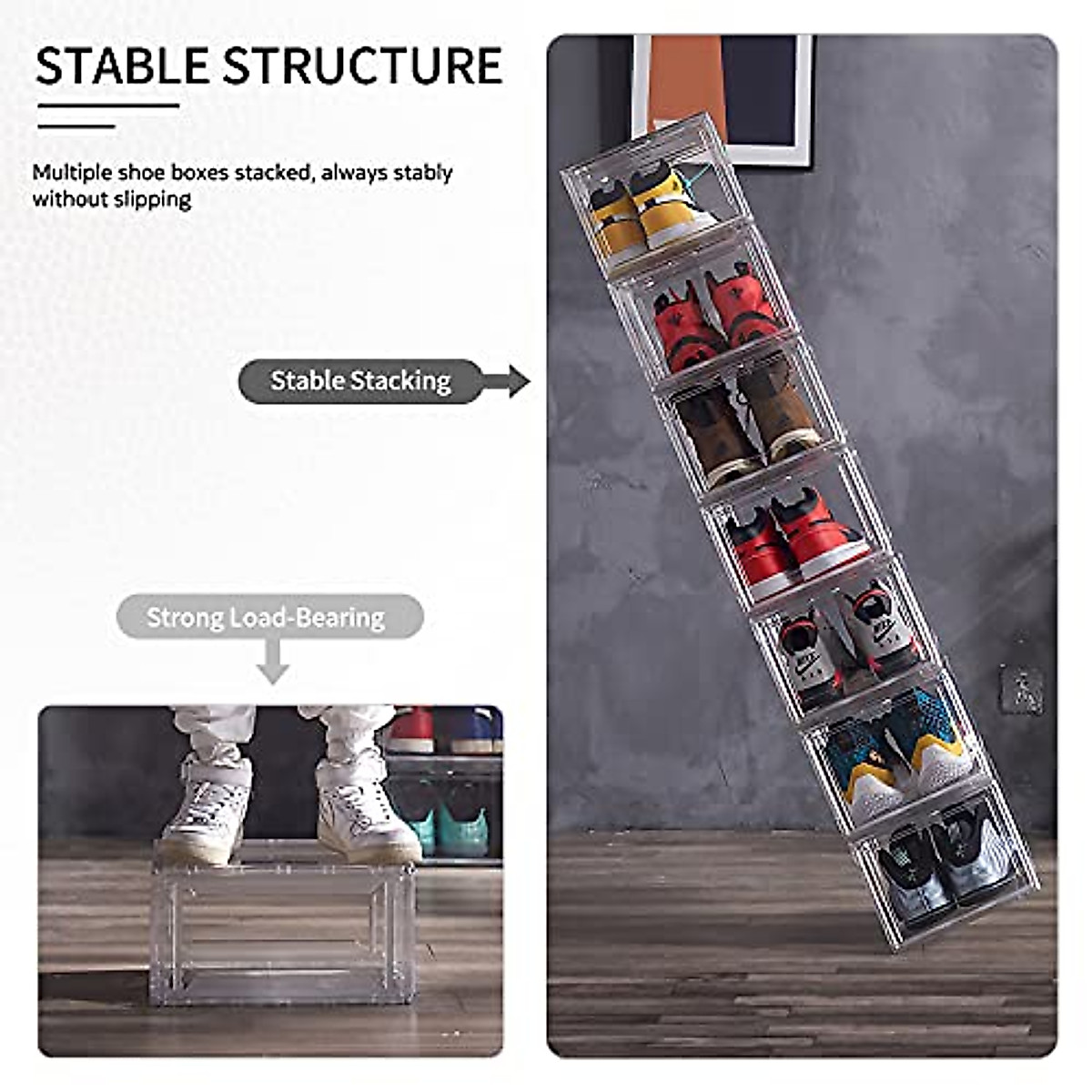 Eapura Shoe Organizer Storage Boxes for Closet 3 Packs | Clear Plastic Stackable Shoe Storage Bins with Drawers & Lids, Clothes Kids Toy Under Bed Shoe Storage Containers | Robust, Durable 43X29X14CM