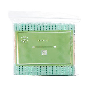 AKOAK 100 Pcs/set Colorful Double Head Spiral Cotton Swabs, Ear Picking Cotton Swabs, Makeup Remover Sanitary Swabs (Green)