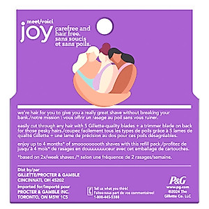 joy razor blade cartridge refill for women, 4 blade refills