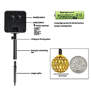 Solar Moroccan String Lights Outdoor Waterproof 35.6 Ft 60 LED, 8 Lighting Modes Globe Fairy Lights, Solar Powered String Lights for Garden Yard Gazebos Camping Party Holiday (Warm White)