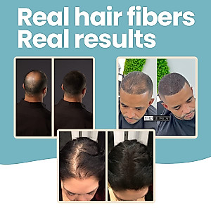 Hair Illusion Black Real Hair Fibers for Thinning Hair - 100% Natural Texture, Non Synthetic Hair Fibers - Bald Spot Cover Up for Women & Men - 38 Gram