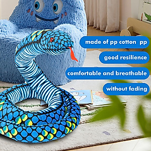kesehatan Plush Giant Snake, Realistic Stuffed Animal, Red Eyes Toy Gifts for Boys and Girls 110 Inches