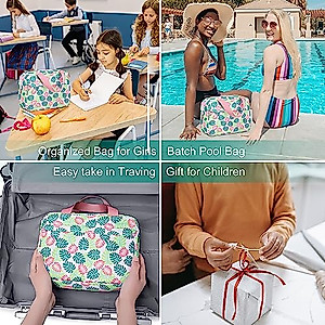 BTOOP 2 Pcs Makeup Bag Large Travel Cosmetic Tote Bags Cute Makeup Pouch Toiletry Handle Purse Organizer Set for Women (Turtle back-Pink green)