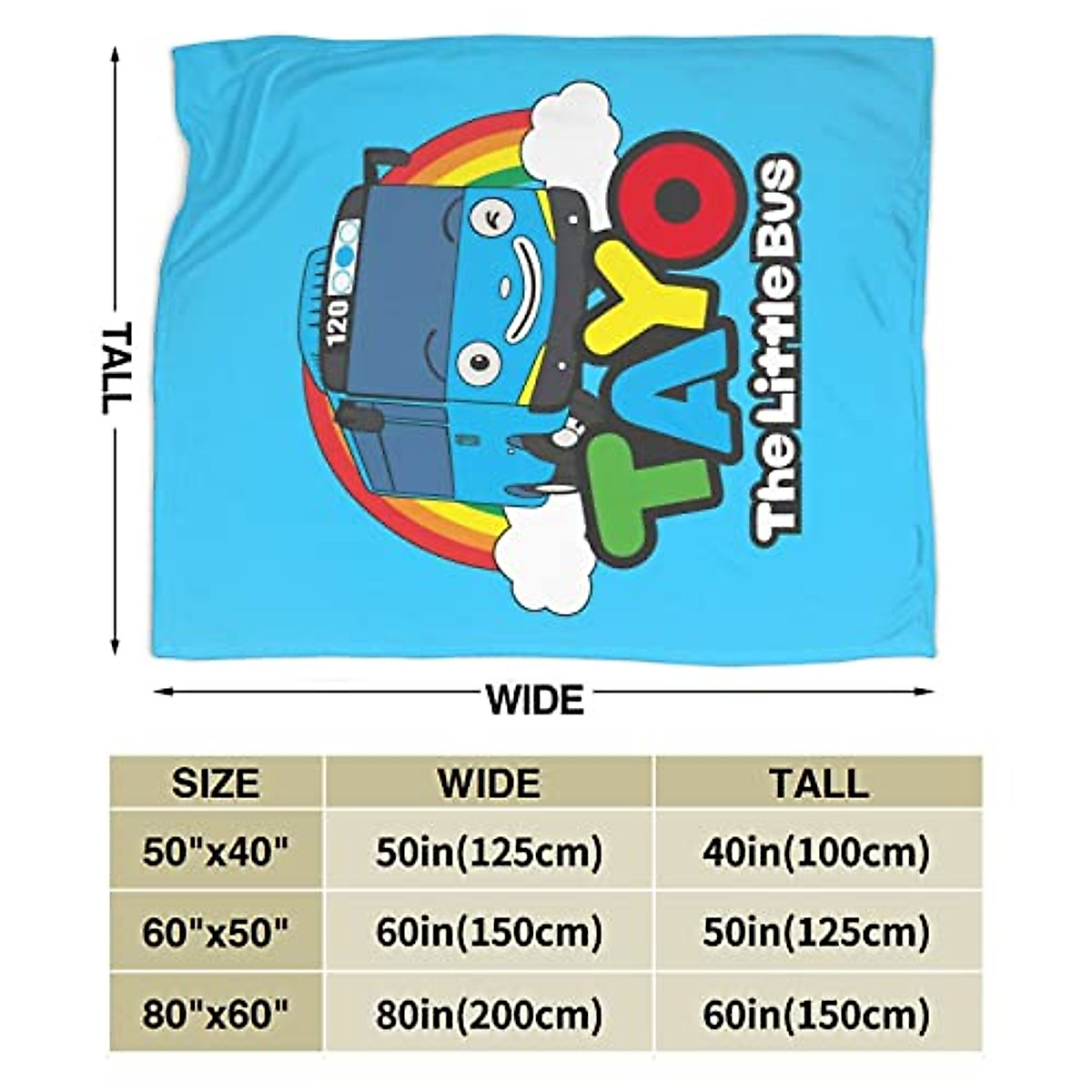Tayo The Little Bus Blanket, Bed Throws Soft Plush Warm Sofa Bed Blanket All Season, Comfortable Lightweight Super Soft Luxury Flannel Blankets 50"X40"
