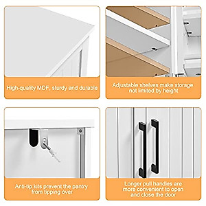 Yaheetech Kitchen Pantry Storage Cabinet, 41" Pantry Cabinets with Doors and 6 Adjustable Shelves, Freestanding Pantry Cupboard for Kitchen, Dinning Room, Living Room, Small Place, White