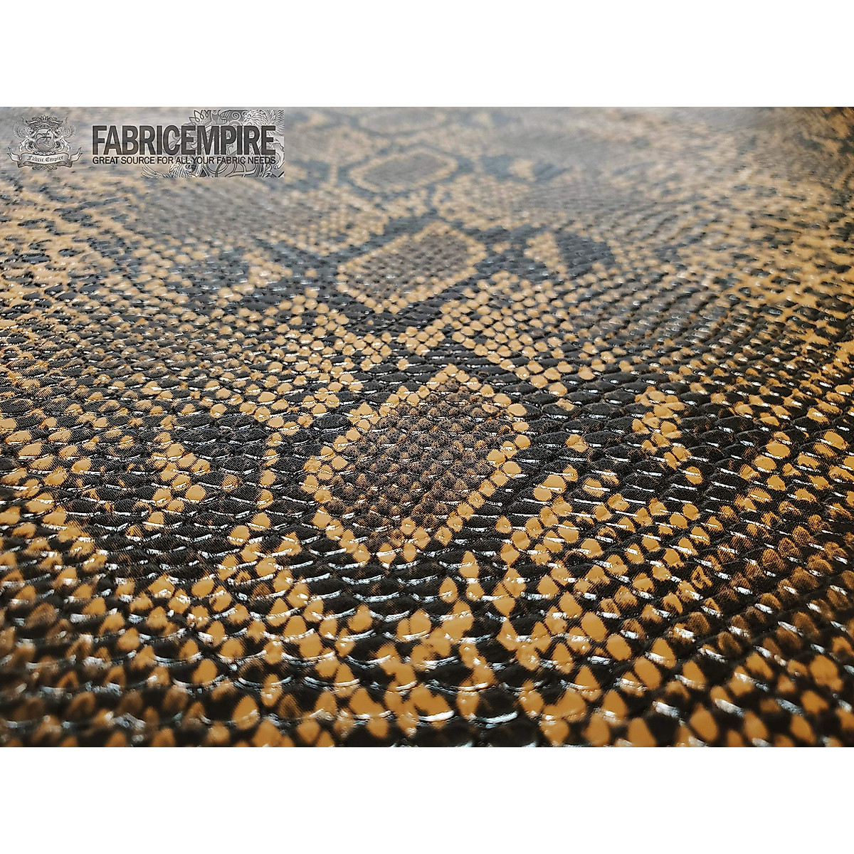 Vinyl Fabric Embossed Texture Rattlesnake Fake Leather Sold by The Yard (Sand Brown)