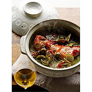 Ginpo Pottery 21581 Earthenware Pot, Gray, Hanamishima, Zori Cooker Pot