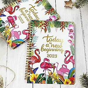 2023 Planner - Weekly and Monthly Planner 2023, January 2023 - December 2023, 6.4" x 8.43" Calendar Planner, 2023 Planner includes Thick Paper, Tabs, Inner procket - Flamingo