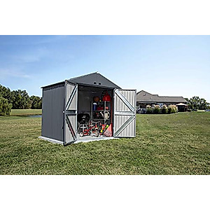 Arrow 8' x 6' Elite Steel Storage Shed with High Gable and Lockable Doors Storage Building - Anthracite