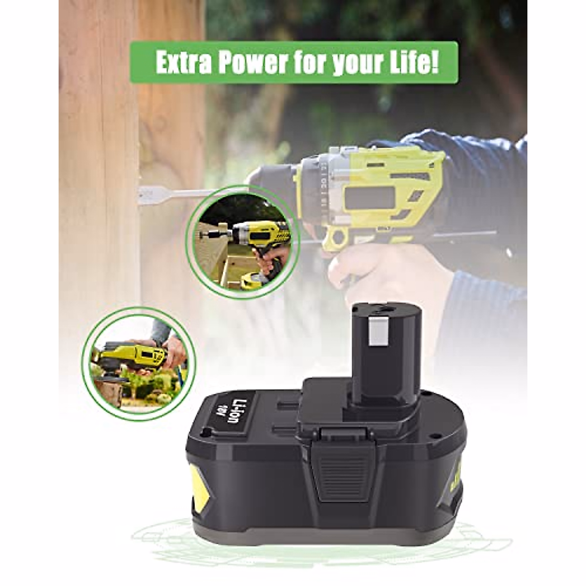 Leisuda 2 Pack 6.5Ah 18V Replacement Battery for Ryobi 18V Lithium Battery, Compatible for Ryobi 18V Battery P197 P102 P108 P190 P103 P104 P105 P107 P109 18V ONE+ Cordless Tool