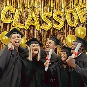 3 Pack Party Backdrop Decorations, 3.28 x 9.84 ft Gold Birthday Backdrop Tinsel Curtain Backdrop Birthday Decor Party Streamers Party Supplies for Birthday Wedding Graduation Bachelor Party