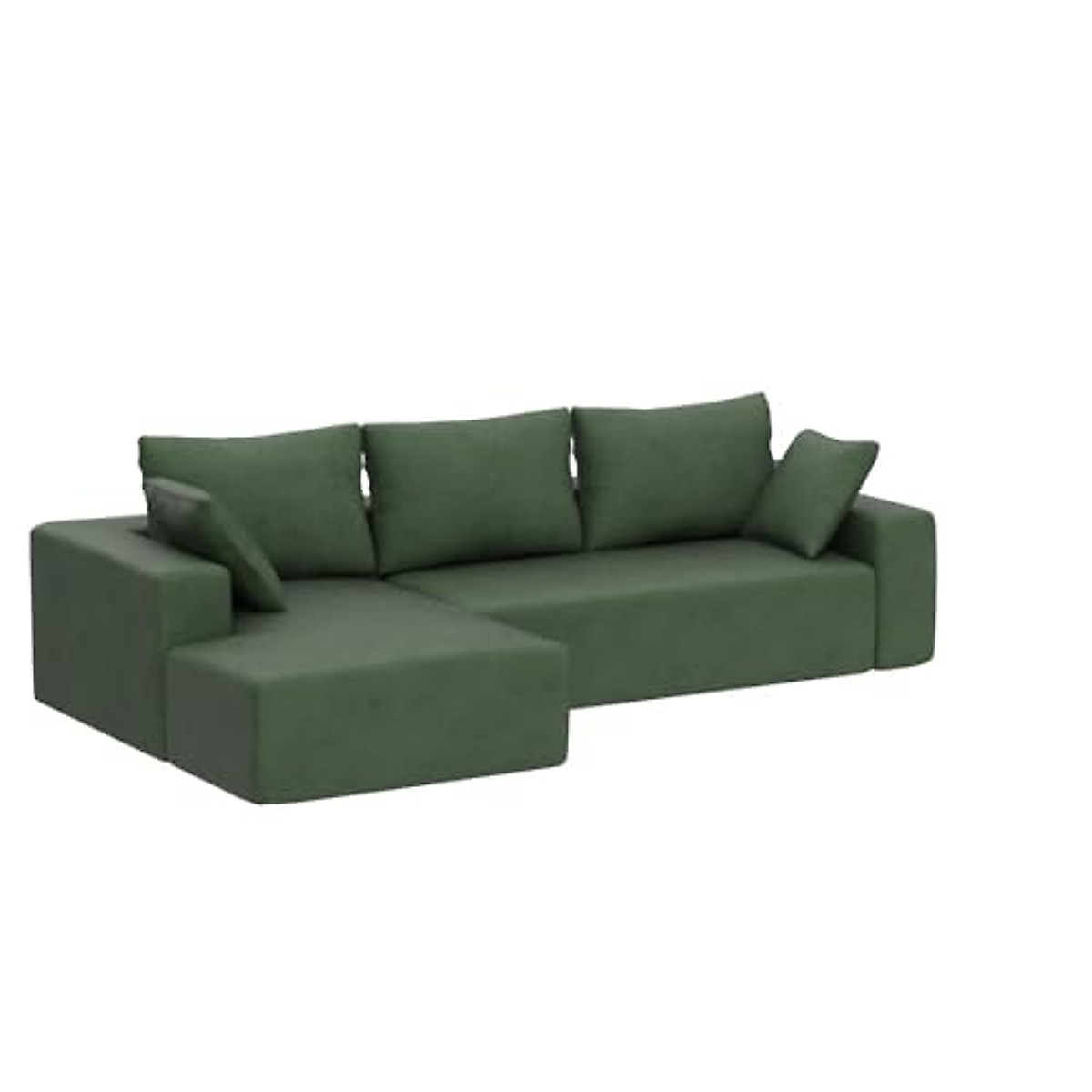 P PURLOVE Modular Sectional Living Room Sofa, Modern Minimalist Style Couch, Upholstered Sleeper Sofa, 2 PC Free Combination, L-Shape (Green)