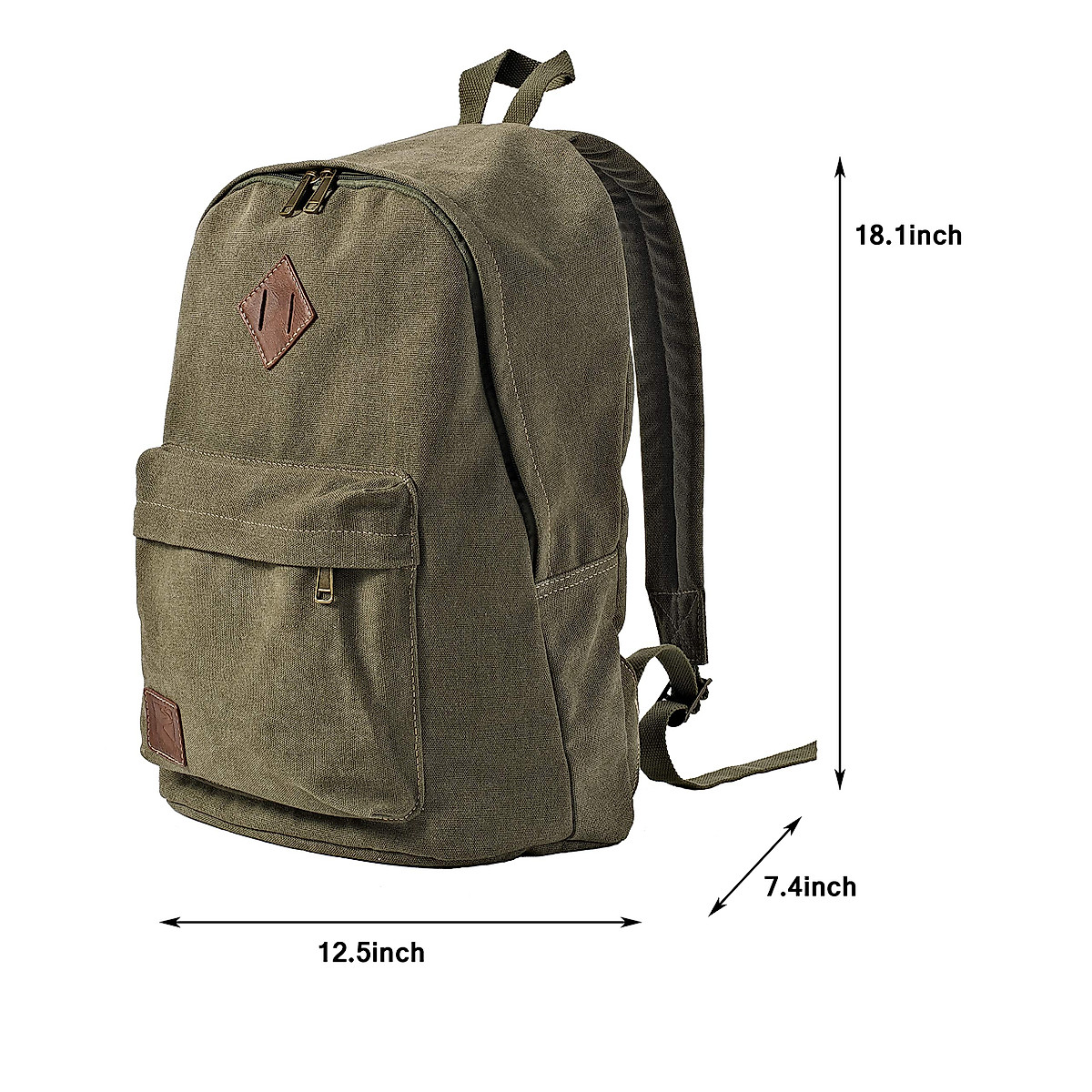 seemeroad Canvas School Laptop Backpack , Durable Rucksack, Travel Notebook Bag, for Men Women Military Green One_Size