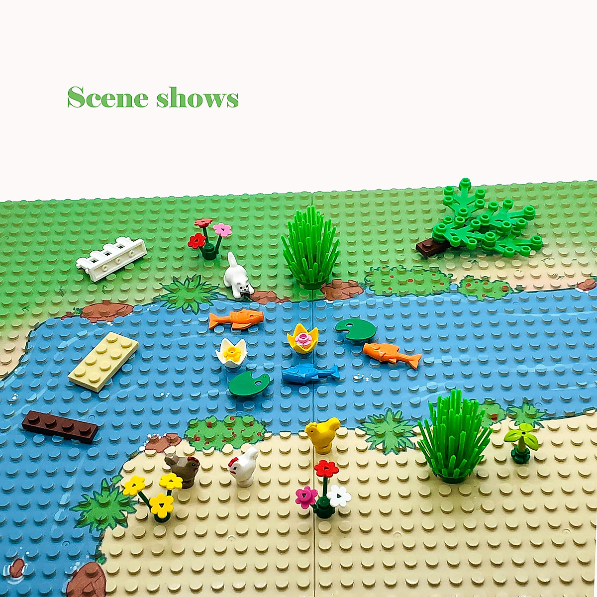 TACYILLU 6 Pack Grassland Rivers Pattern Baseplate 10" x 10" - Building Brick Base Plate Tight Fit with Major Brands for City Roads Building Blocks Kids Toy (2 Straight + 4 Curve)