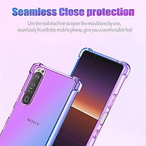Gufuwo Case for Sony Xperia 1 III/Xperia 1III 5G XQ-BC72 Cute Case Girls Women, Gradient Slim Anti Scratch Soft TPU Phone Cover Shockproof Protective Case for Sony Xperia 1 III (Purple/Blue)