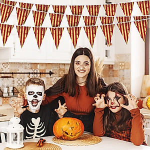 10 Packs Creepy Carnival Decorations Evil Halloween Striped Pennant Banner Triangle Bunting Flags Circus Theme Party Decorations Evil Carnival Decorations for Carnival Halloween Party Decorations