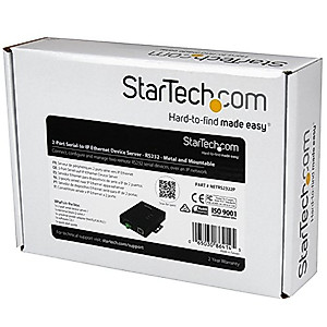 StarTech.com 2 Port Serial-to-IP Ethernet Device Server - RS232 - Metal and Mountable - Serial Device Server - RS232 Serial-Over-IP, TAA (NETRS2322P)