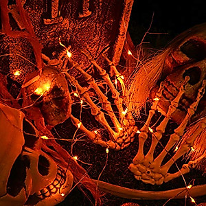 BrizLabs Orange Halloween Lights, 19.47ft 60 LED Orange Fairy Lights String, 2 Modes Battery Halloween String Lights, Indoor Silver Wire Twinkle Lights for Halloween Themed Party Carnival Decorations