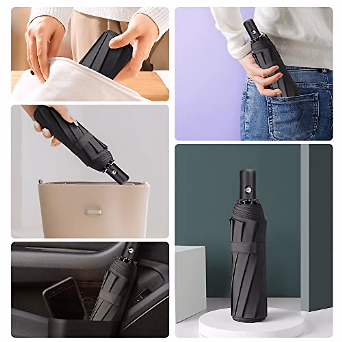 ZUOYOUZ Portable Travel Umbrellas for Rain Windproof，Portable, Automatic, Strong, Durable, Premium Grip, Vibrant Designs, Folding Perfect Car Umbrella, Golf Umbrella,and On-the-Go