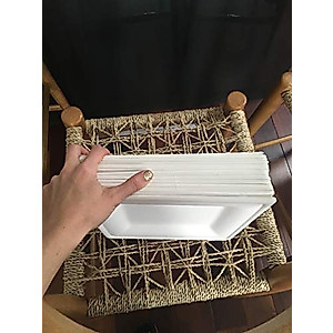 Susty Party 10-Inch Compostable Square Plates (50-Count), Sugarcane Heavy Duty Disposable Biodegradable Plate for Dinner, White