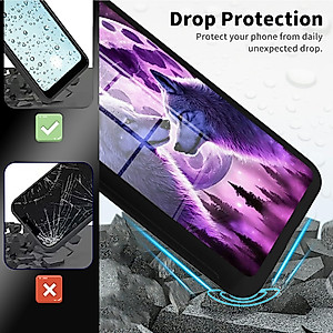 Case for Moto G Stylus 5G 2023 Phone Case Tempered Glass Black Cover with Moon and Wolf Wolves Design for Women Men Anti-Scratch Shockproof Protection Case for Motorola Moto G Stylus 5G 2023