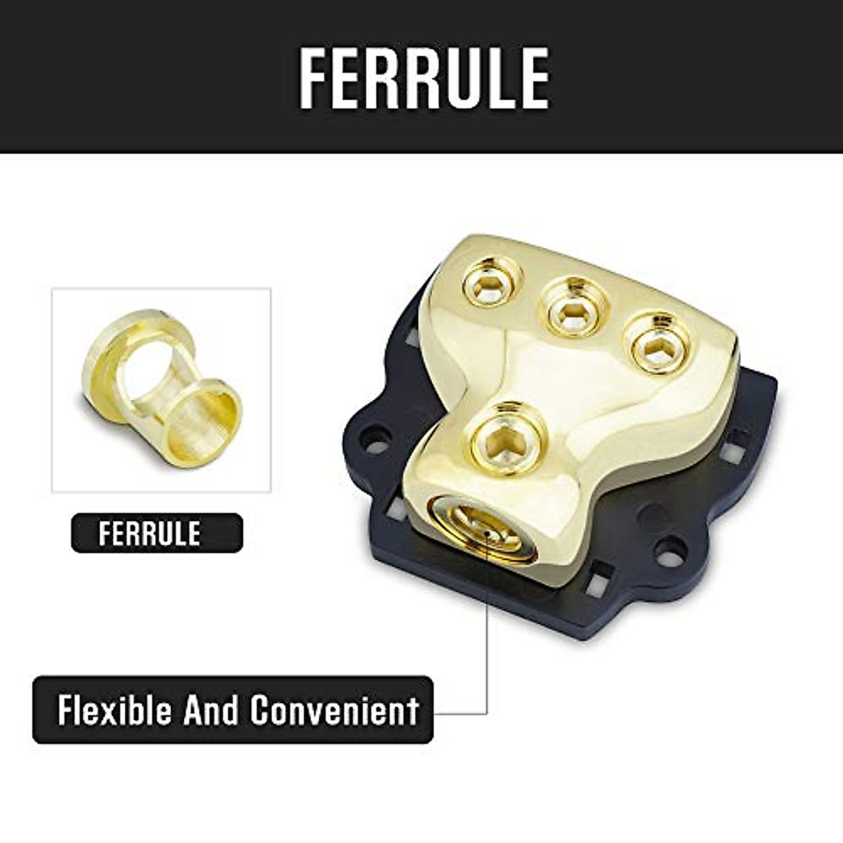 LEIGESAUDIO 0/2/4 Gauge in 4/8/10 Gauge Out Copper Amp Power Distribution Block for Car Audio Splitter (3 Way)