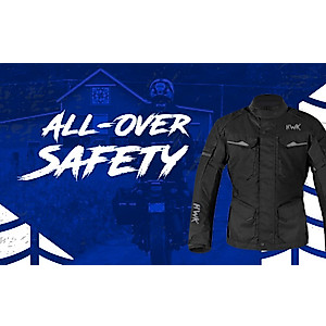 HWK Motorcycle Jacket for Men Adventure/Touring with Cordura Textile Fabric for Motorbike Riding and Impact Protection Armor (Black, Large)