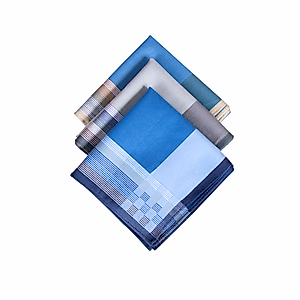 SrffbreMeOly Mens 100% Soft Cotton Handkerchiefs Plaid Hanky Pocket Square Hankies 3Pcs