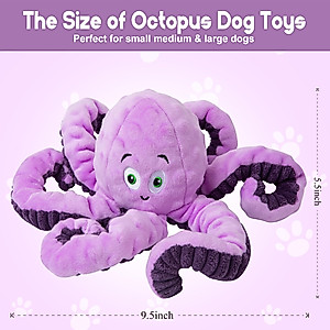 Dog Toys for Large Breed, Octopus Squeaky Funny Cute Interactive Medium & Small Dog Toys, Stuffed Plush Animals Puppy Toys, Dog Birthday for Dog Presents - Octopus