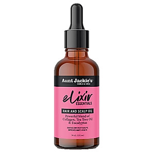 Aunt Jackie's Elixir Essentials Hair & Scalp Oil, Collagen, Tea Tree Oil & Eucalyptus, Thickens & Supports Hair Growth, 2 oz