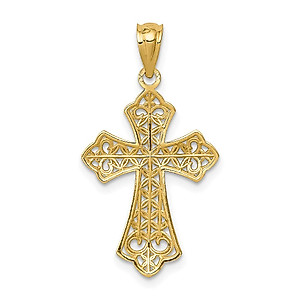 14k Polished Filigree Cross Pendant QK6273