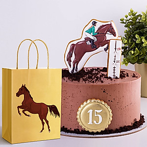 Colarr 20 Pieces Horse Party Favor Bags Horse Theme Good Gift Bags with Handles Horse Birthday Treat Bags for Western Horse Party Supplies