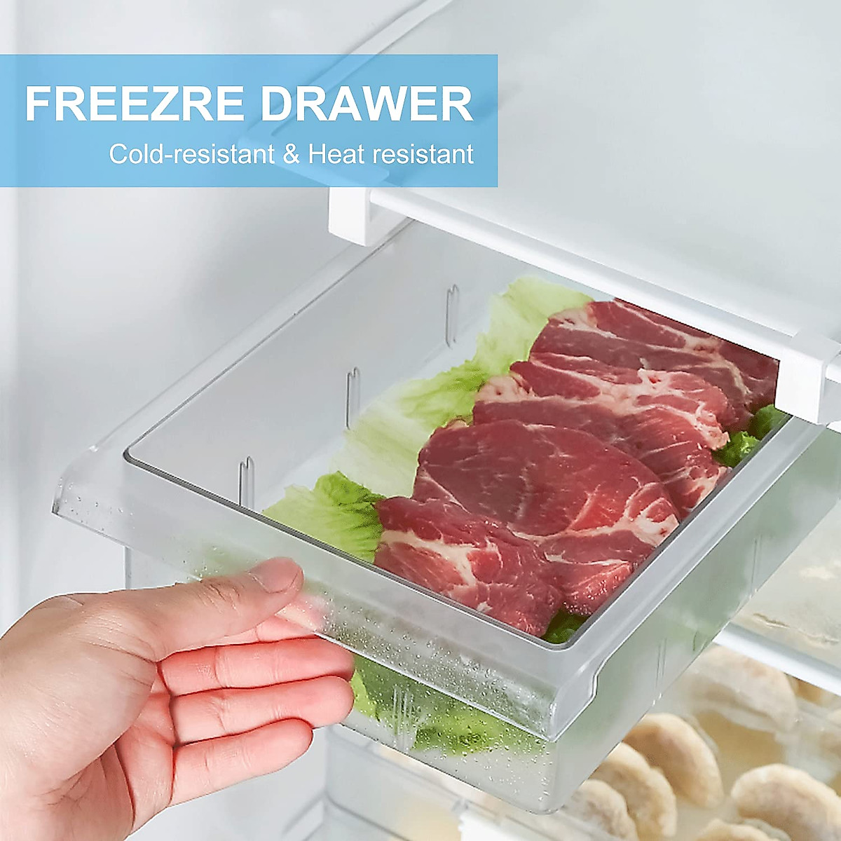 Yatmung Fridge Drawer organizer and storage clear box, under shelf drawer refrigerator for Egg/Fruit/Vegetable, refrigerator organizer bins pull out drawer, Adjustable fridge storage containers 2-Pack