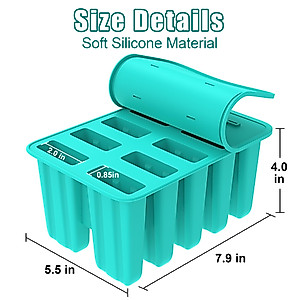 Ozera Popsicles Molds, 10-Cavity Popsicle Maker Molds Silicone Popsicle Molds, Homemade Popcical Molds Ice Pop Molds with 50 Popsicle Sticks, 50 Popsicle Bags